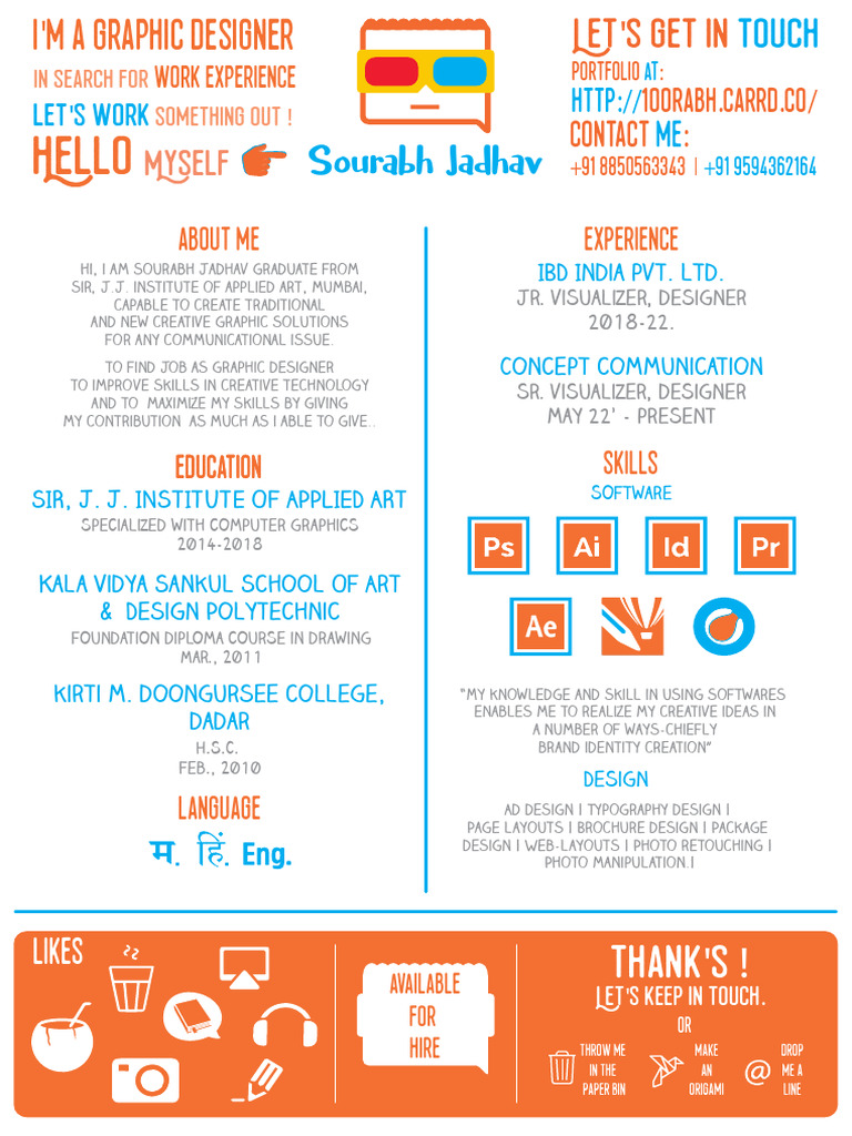 Profile of Sourabh_Jadhav - Graphic Designer Post - Turning Point Cv | PDF | Graphic Design ...