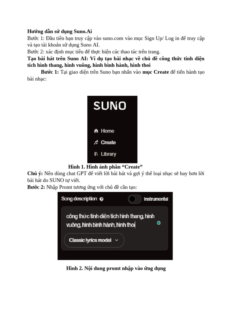 Tính Năng Và Cách S D NG Suno - Ai | PDF