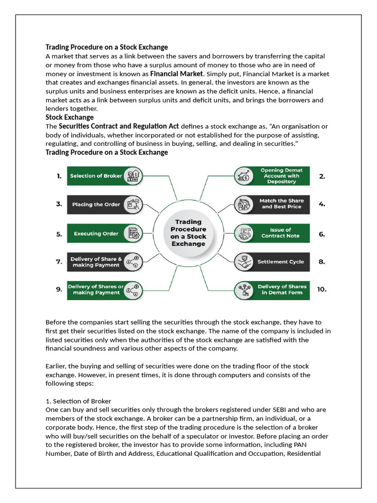 Trading Procedure On A Stock Exchange | PDF | Securities (Finance ...