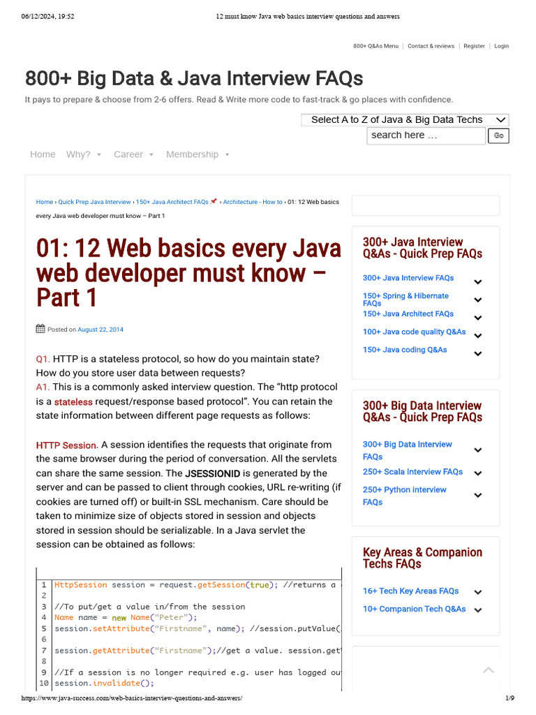 12 must know Java web basics interview questions and answers | PDF ... 12 must know Java web basics interview questions and answers | PDF ...