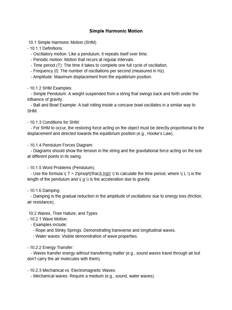 Simple Harmonic Motion | PDF | Waves | Oscillation