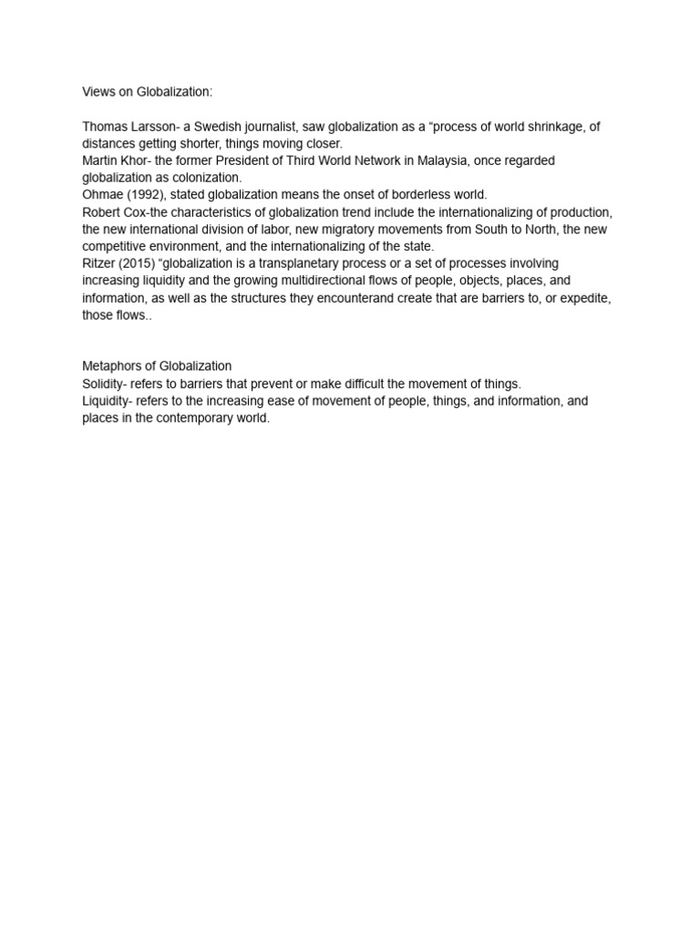 Perspectives on Globalization Explained | PDF