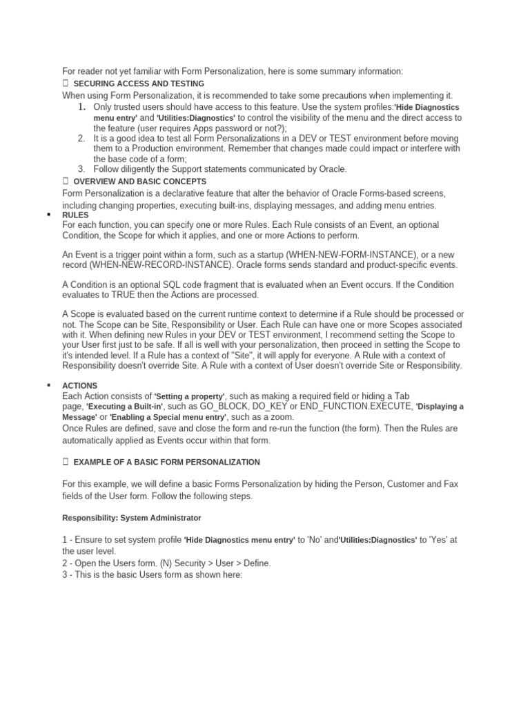 Form Personalization | PDF | Scope (Computer Science) | Computer Engineering
