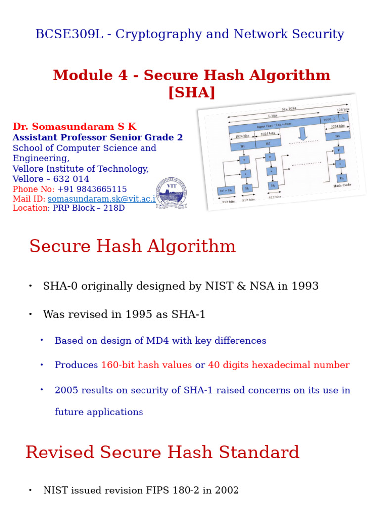 19-Secure Hash Function (SHA)-27!02!2025 | PDF | Cryptography | Secure Communication