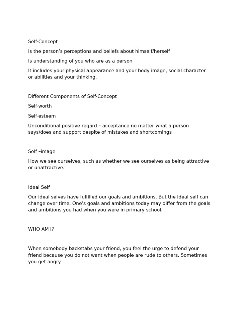 personal development lesson 1 | PDF | Self Concept | Self Esteem