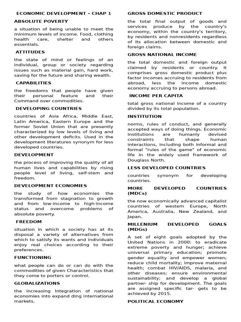 Economic Development Chap 1 | PDF | Poverty | Poverty & Homelessness