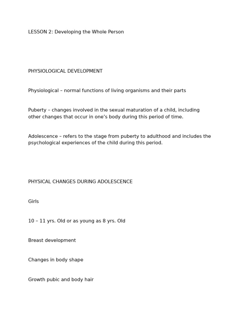Personal Development Lesson 2 | PDF | Behavioural Sciences | Human Life Stages