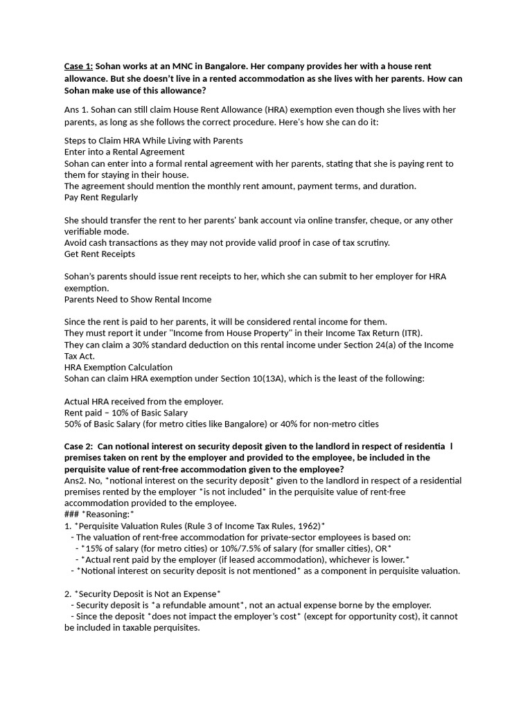 Case study income tax | PDF | Employee Benefits | Tax Deduction