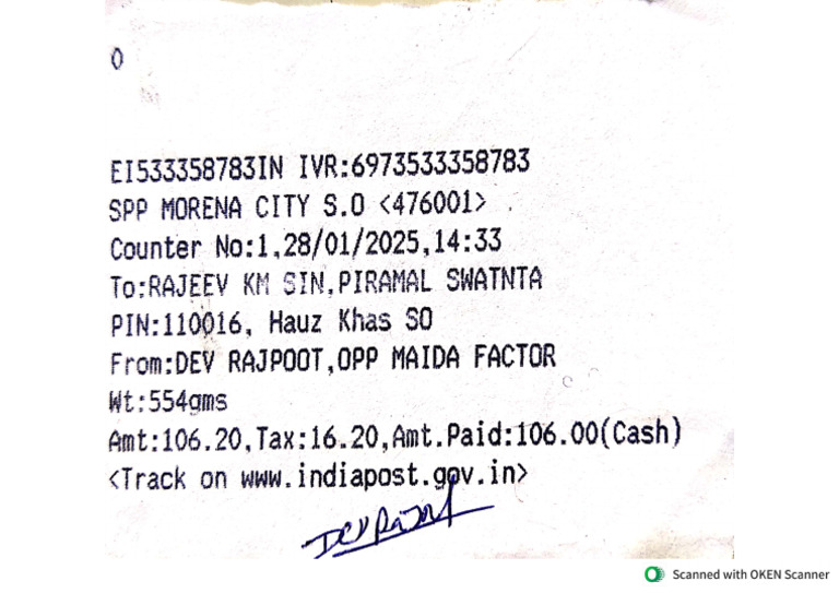 Speed Post Receipt | PDF