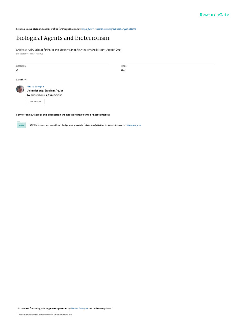 Biological Agents and Bioterrorism | PDF | Smallpox | Infection