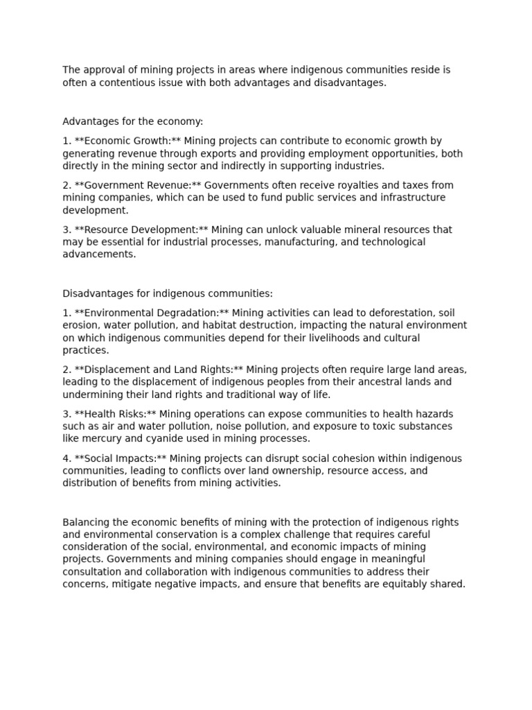 The Approval of Mining Projects in Areas Where Indigenous Communities ...
