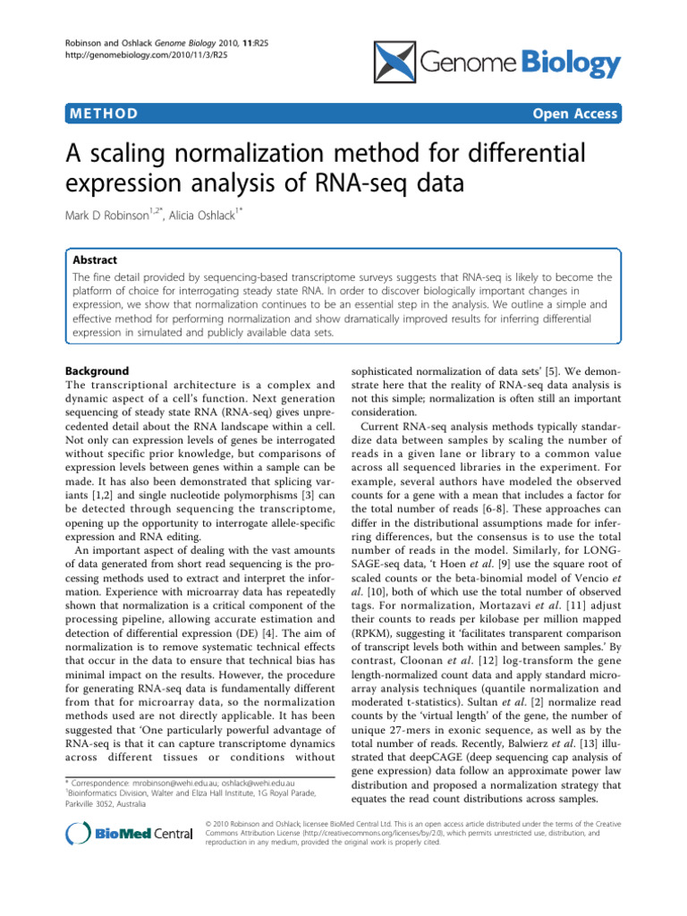 TMM - A scaling normalization method for differential expression analysis of RNA-seq data ...