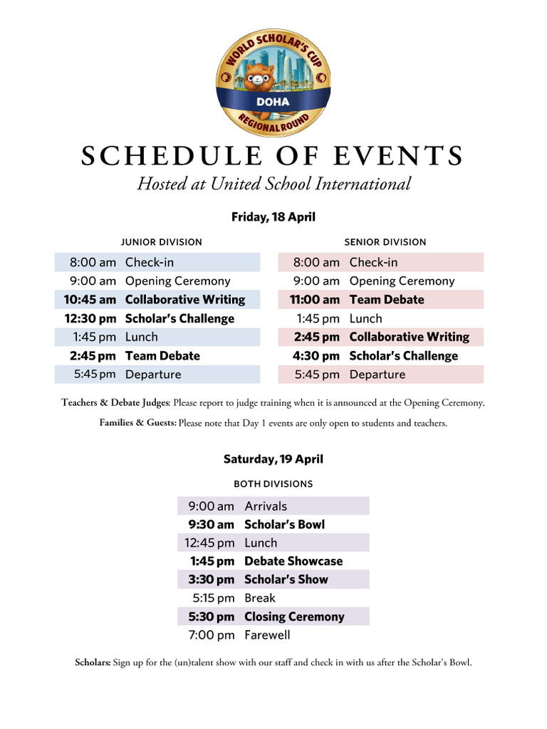 Doha Round Schedule 2025 | PDF