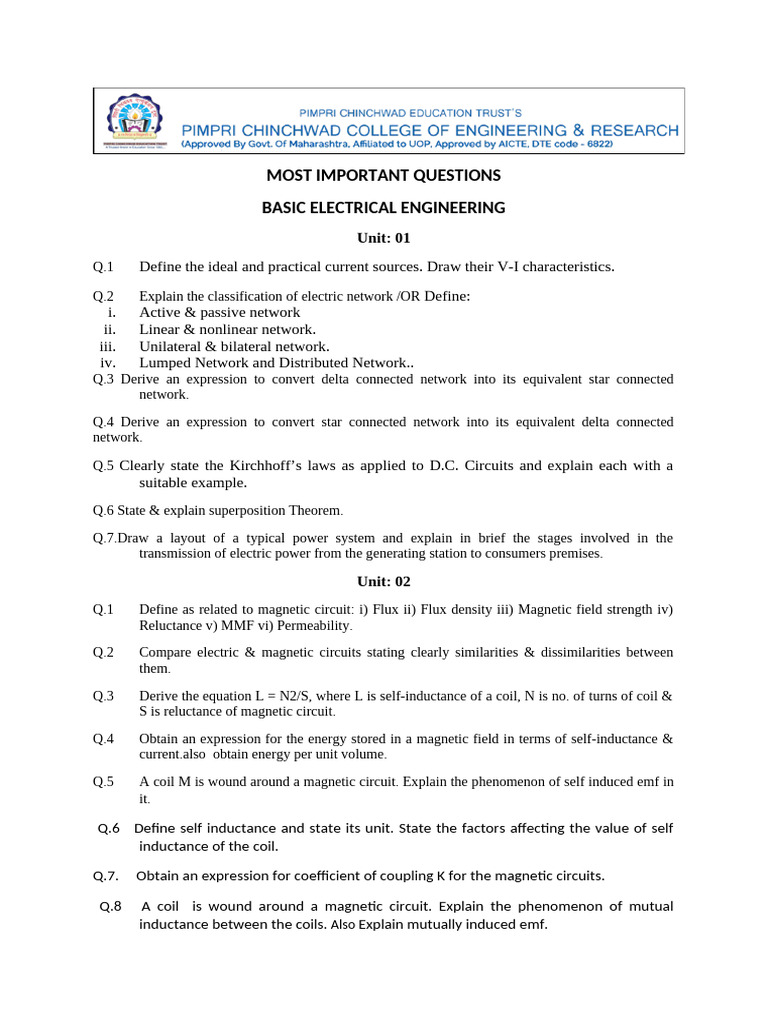 Most Important Questions-Endsem | PDF | Ac Power | Inductance