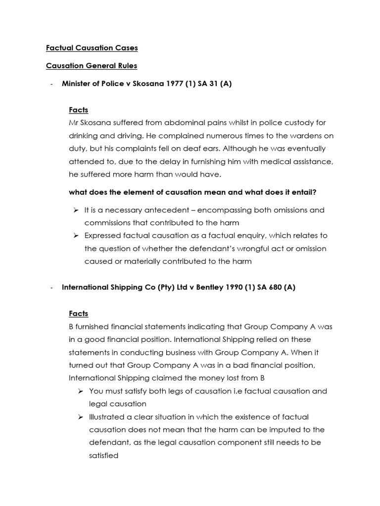 Factual Causation in Legal Cases | PDF | Causation (Law) | Common Law