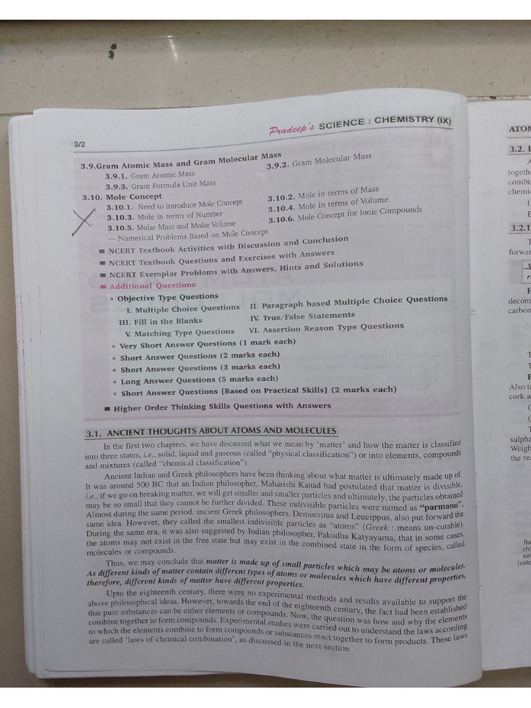 Pradeep Chemistry ch3 Atoms and Molecules | PDF