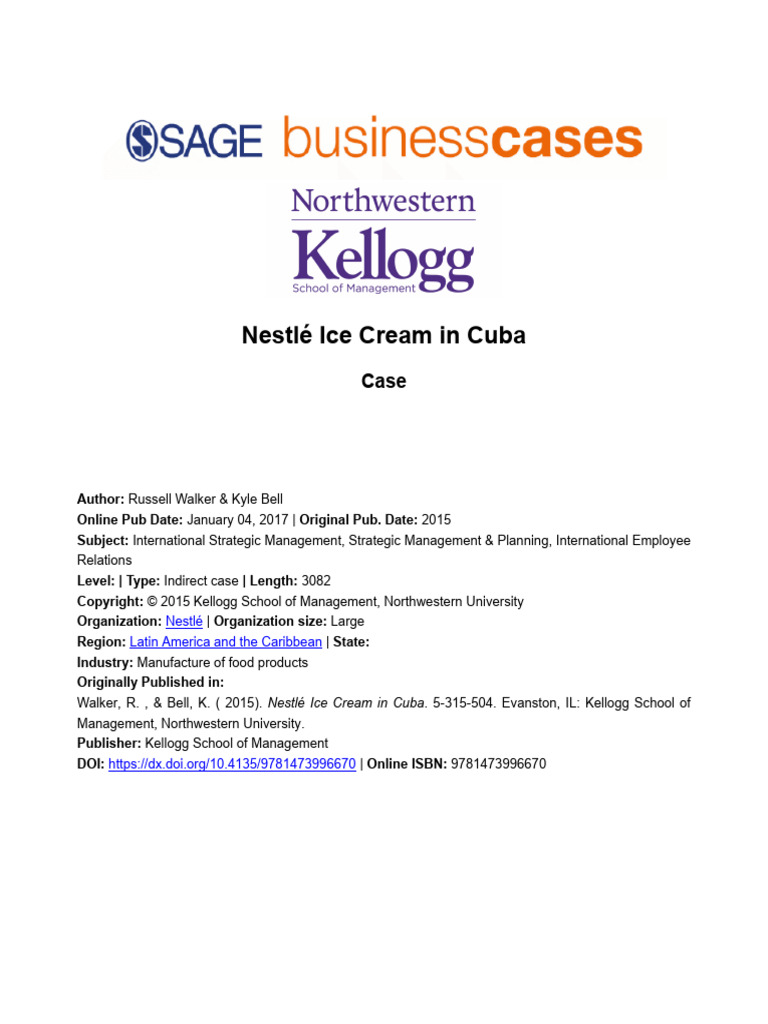 Nestle Ice Cream in Cuba Case Study | PDF | Cuba | Nestlé