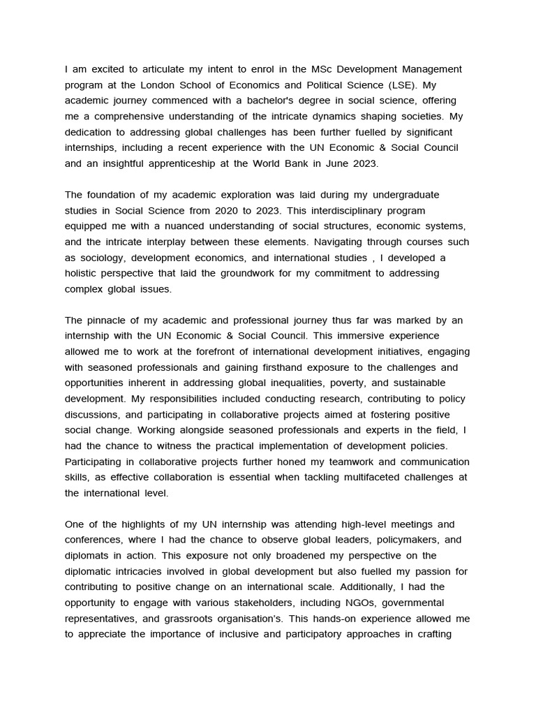 LSE Development Management Statement of Purpose | PDF ...