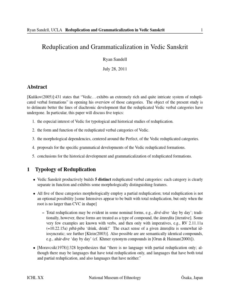 Reduplication_and_Grammaticalization_in | PDF | Perfect (Grammar) | Sanskrit