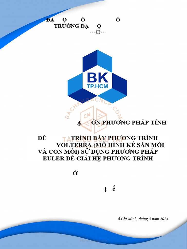 TRÌNH BÀY PHƯƠNG TRÌNH LOTKA VOLTERRA MÔ HÌNH KẺ SĂN MỒI VÀ CON MỒI SỬ ...
