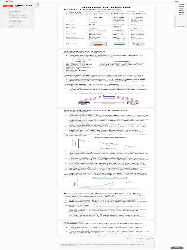 CAIE IGCSE Chemistry Theory Revision Notes - ZNot | PDF | Gases | Liquids