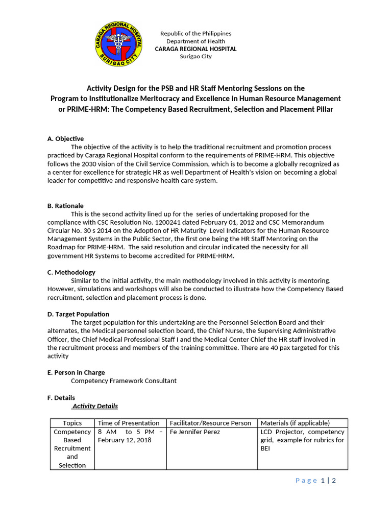 PRIME-HRM Mentoring Sessions Design | PDF