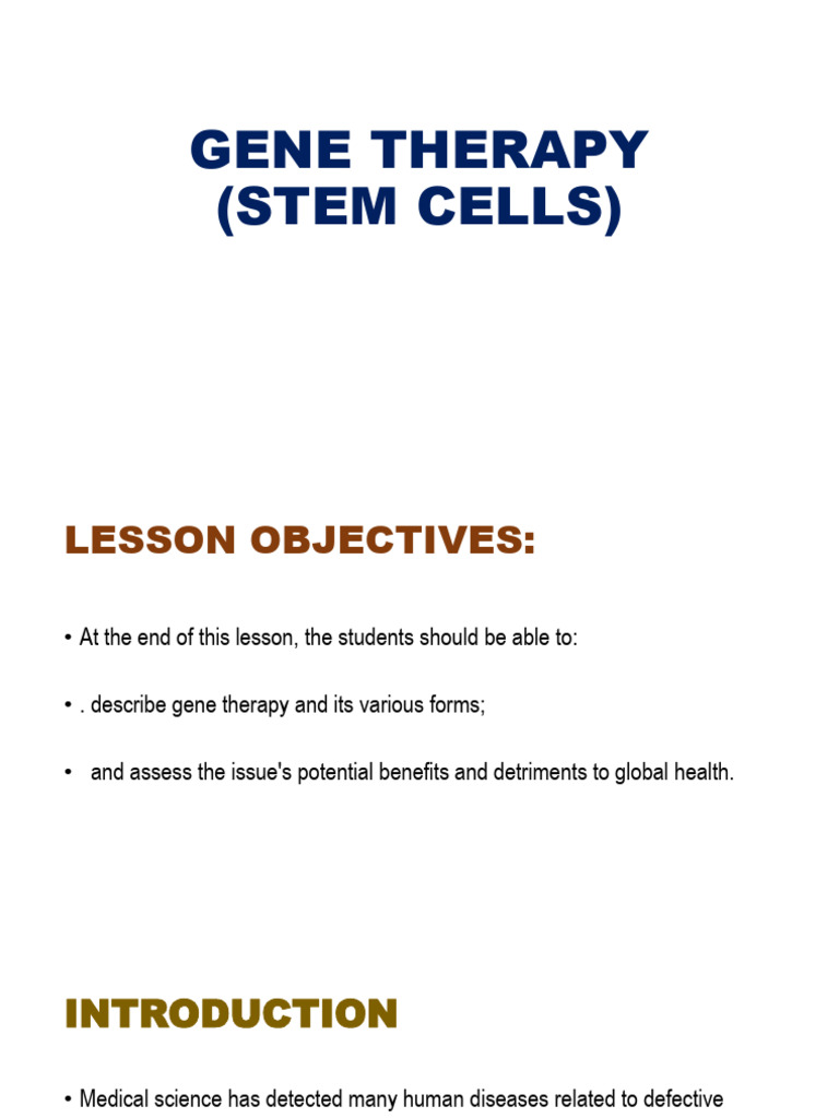 Gene Therapy (Stem Cells) | PDF | Stem Cell | Gene Therapy