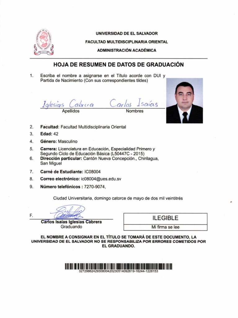 Hoja de Resumen de Datos de Graduacion 2023 | PDF