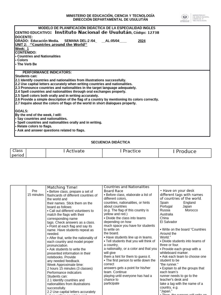 A1Planning Unit 2 INU 2024 | PDF | Plural | Word