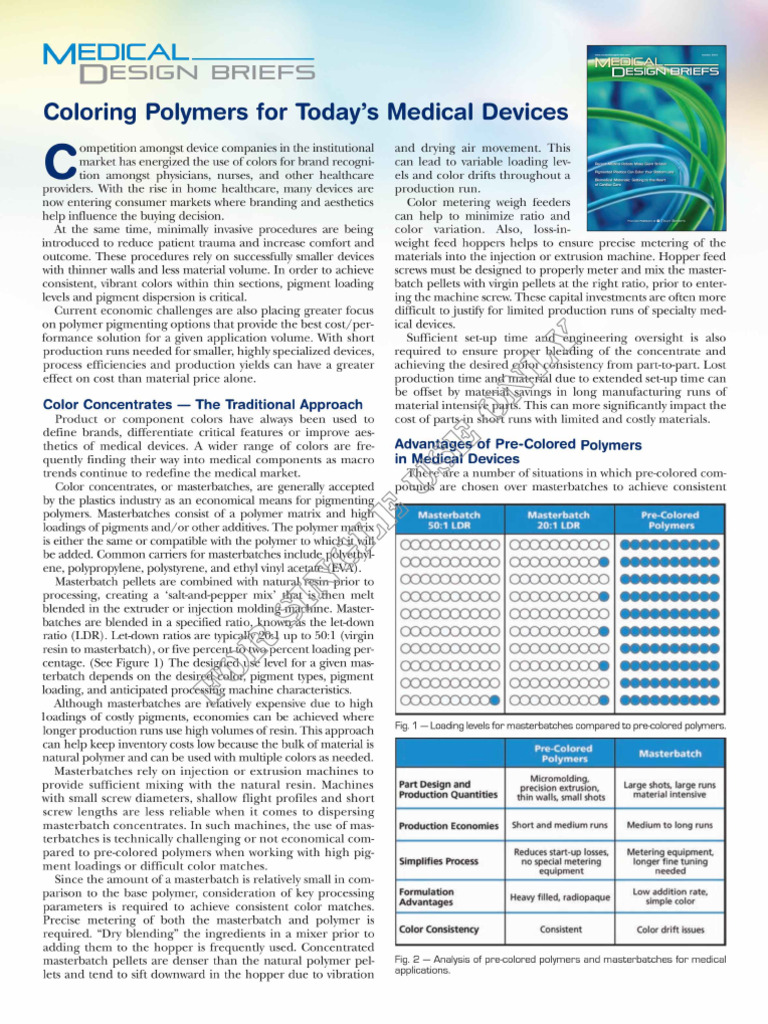 Colouring of Polymers For Medical Devices | PDF