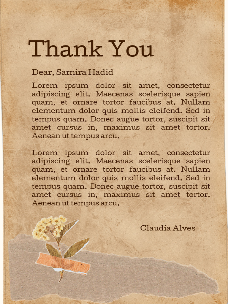 Brown Vintage Old Paper Thank You Letter Document A4 | PDF