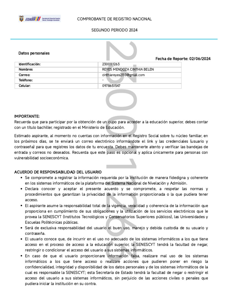 Registro único Pdf Usuario Informática Contraseña