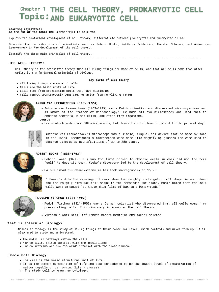 Chapter 1 Introduction To Cell and Molecular Biology | PDF | Cell ...