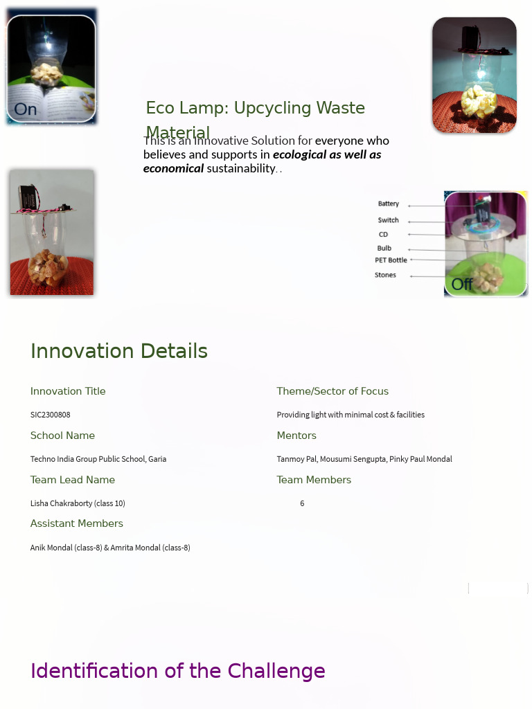 Eco Lamp: Affordable Lighting Solution | PDF | Recycling | Lighting