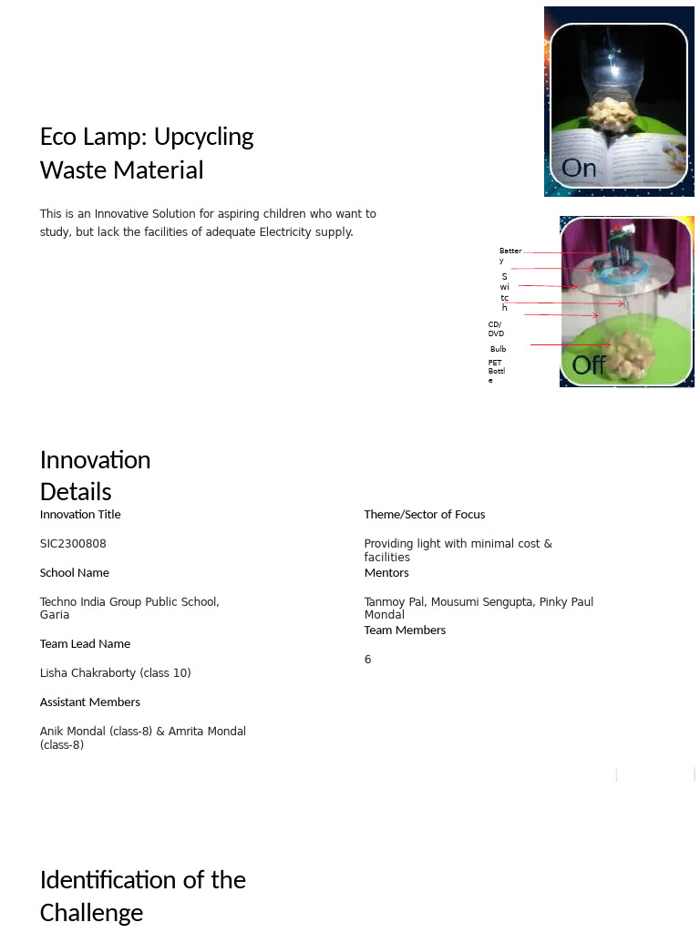 Eco Lamp: Sustainable Lighting Solution | PDF | Lighting | Recycling