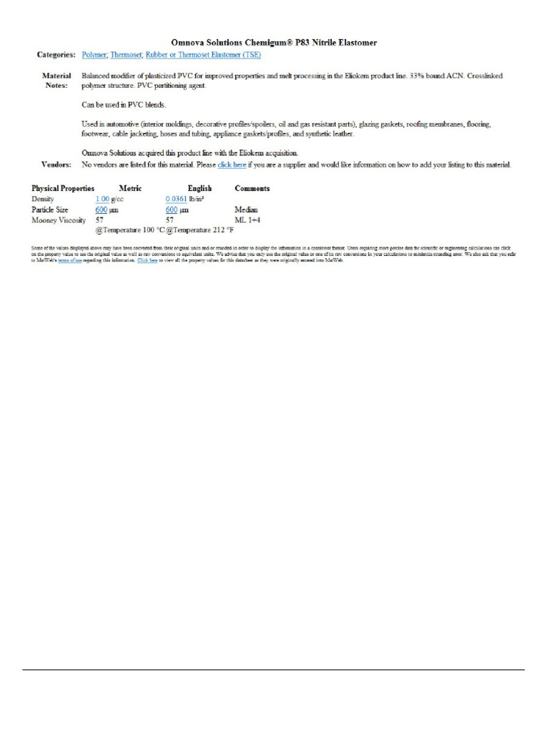 MaterialData - Chemigum P83 | PDF
