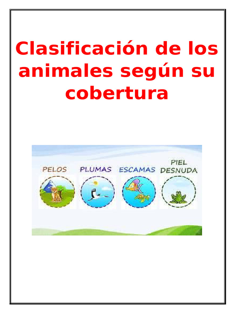 Clasificación de Los Animales Según Su Cobertura | PDF