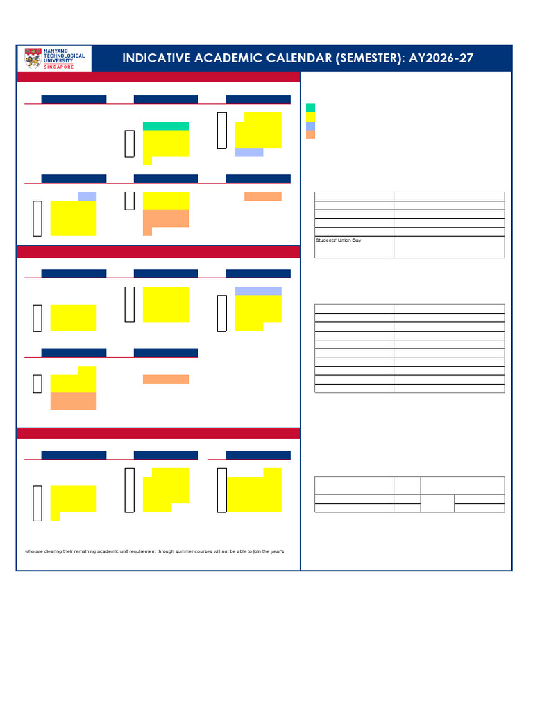 NTU Academic Calendar AY2026 27 (Semester) - Indicative | PDF ...