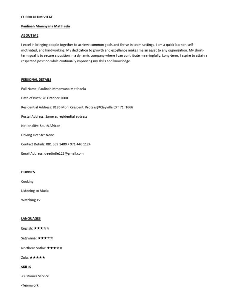 Paulinah CV | PDF