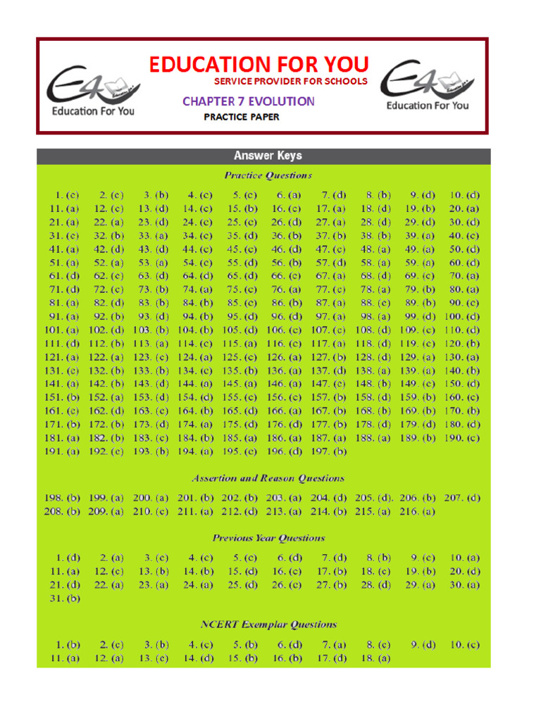 CH 7 Evolution Solutions | PDF