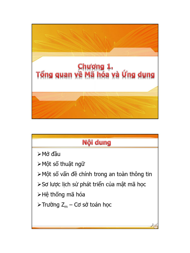 MD&UD - Chuong 1 - Tong Quan Ve Ma Hoa Va Ung Dung - SV | PDF
