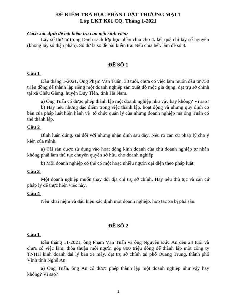Kiem Tra LTM 1. K61. Thang 1-2021 | PDF