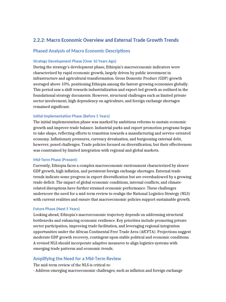 Ethiopia's Macroeconomic and Trade Trends | PDF | Macroeconomics ...