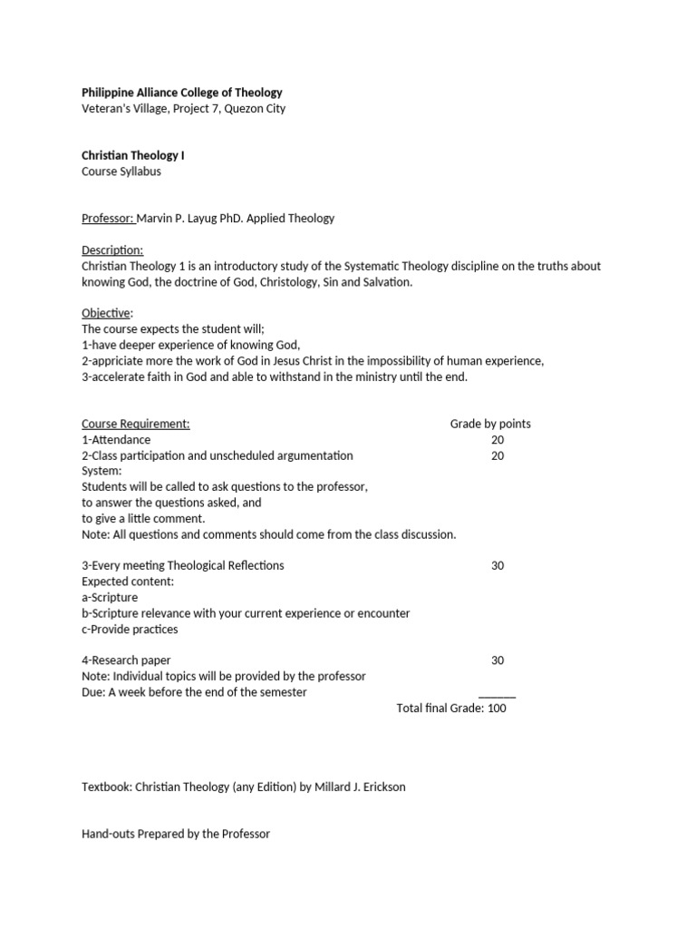 AGSCM Theo 1 Class Handout | PDF | Theology | Revelation