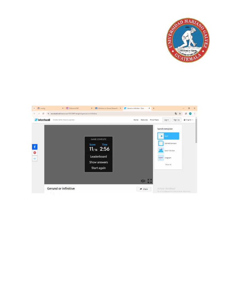 MynorGarcia - Infiniteve Vrs Gerund Liveworksheets | PDF