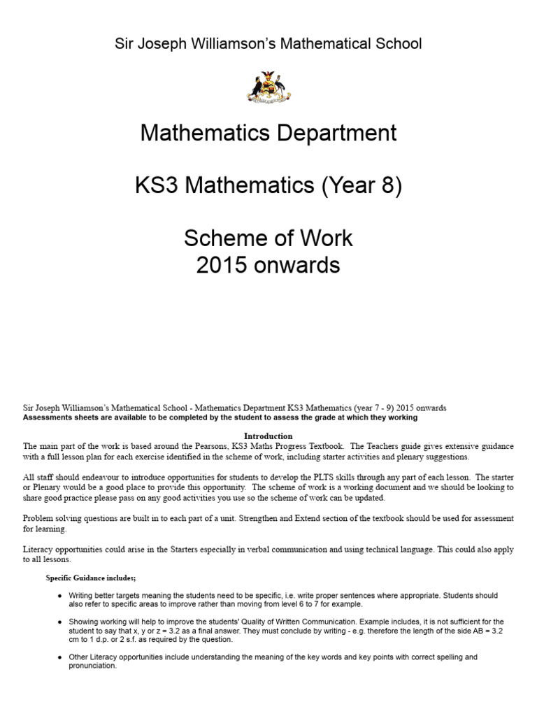 KS3 Maths Year 8 SOW 2021 Update | PDF | Shape | Mathematics
