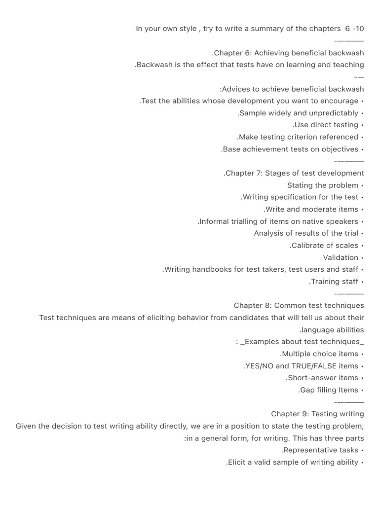 In Your Own Style, Try To Write A Summary of The Chapters 6 - 10 | PDF ...
