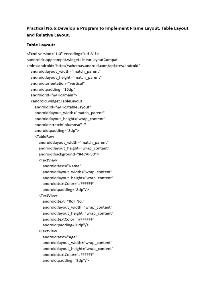 Android Layout Implementation Guide | PDF