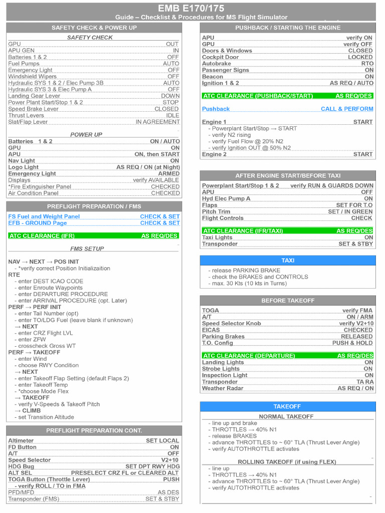 ERJ 175 Checklist | PDF