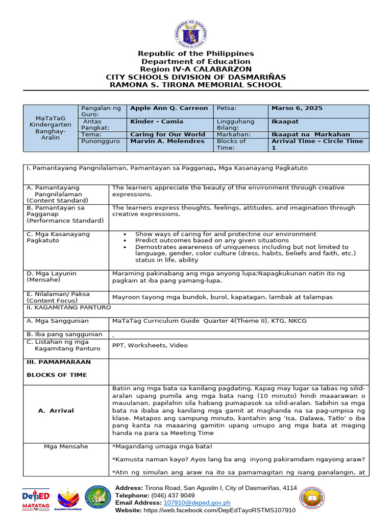 Cot-q4-Week Day 4-Matatag With Indicator and Annotation | PDF